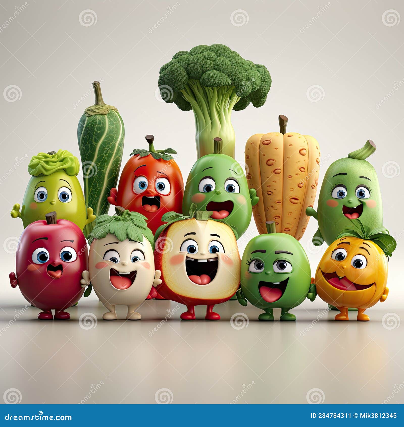 Assorted Vegetables Cartoon Style for Children. Stock Illustration ...