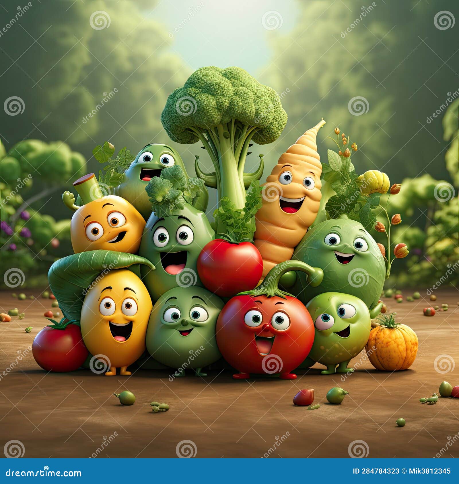 Assorted Vegetables Cartoon Style for Children. Stock Illustration ...