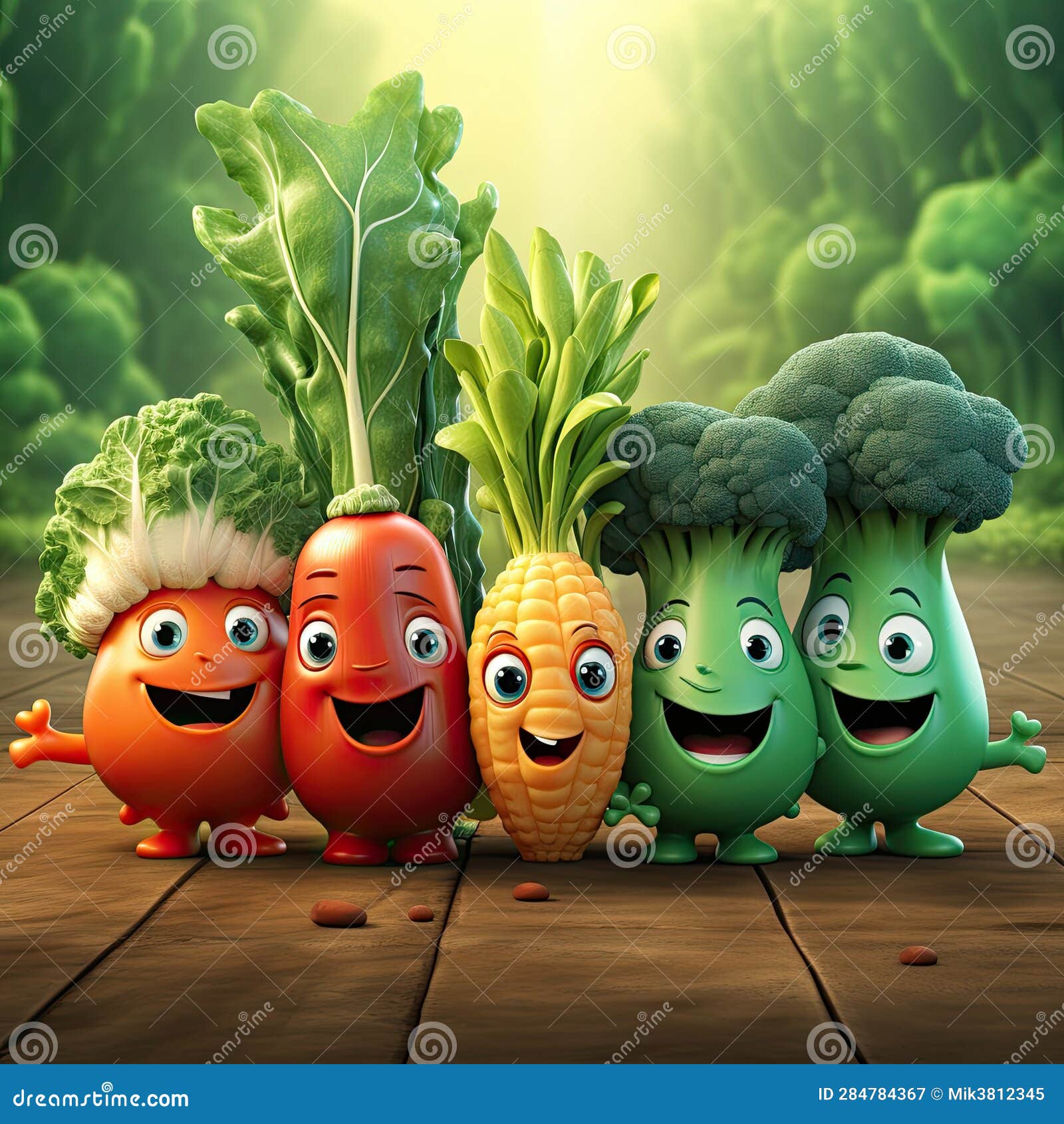 Assorted Vegetables Cartoon Style for Children. Stock Illustration ...