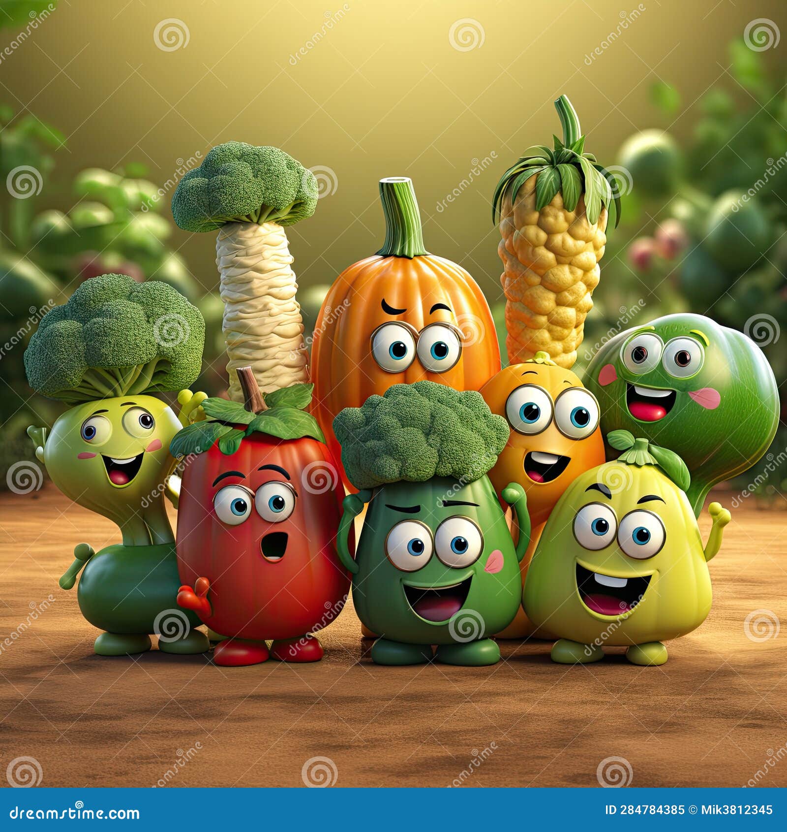 Assorted Vegetables Cartoon Style for Children. Stock Illustration ...
