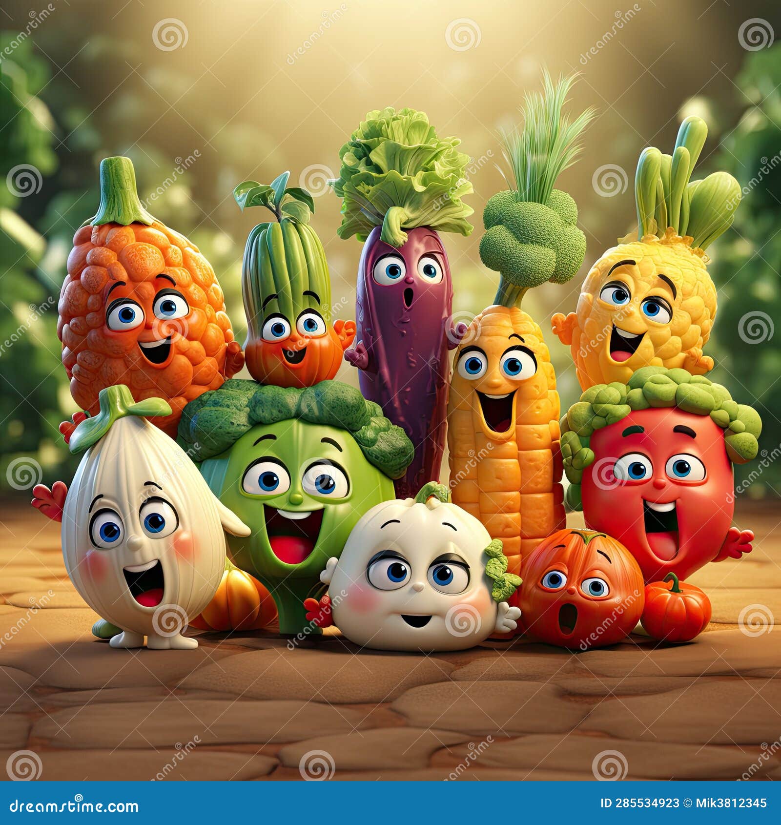 Assorted Vegetables Cartoon Style for Children. Stock Illustration ...