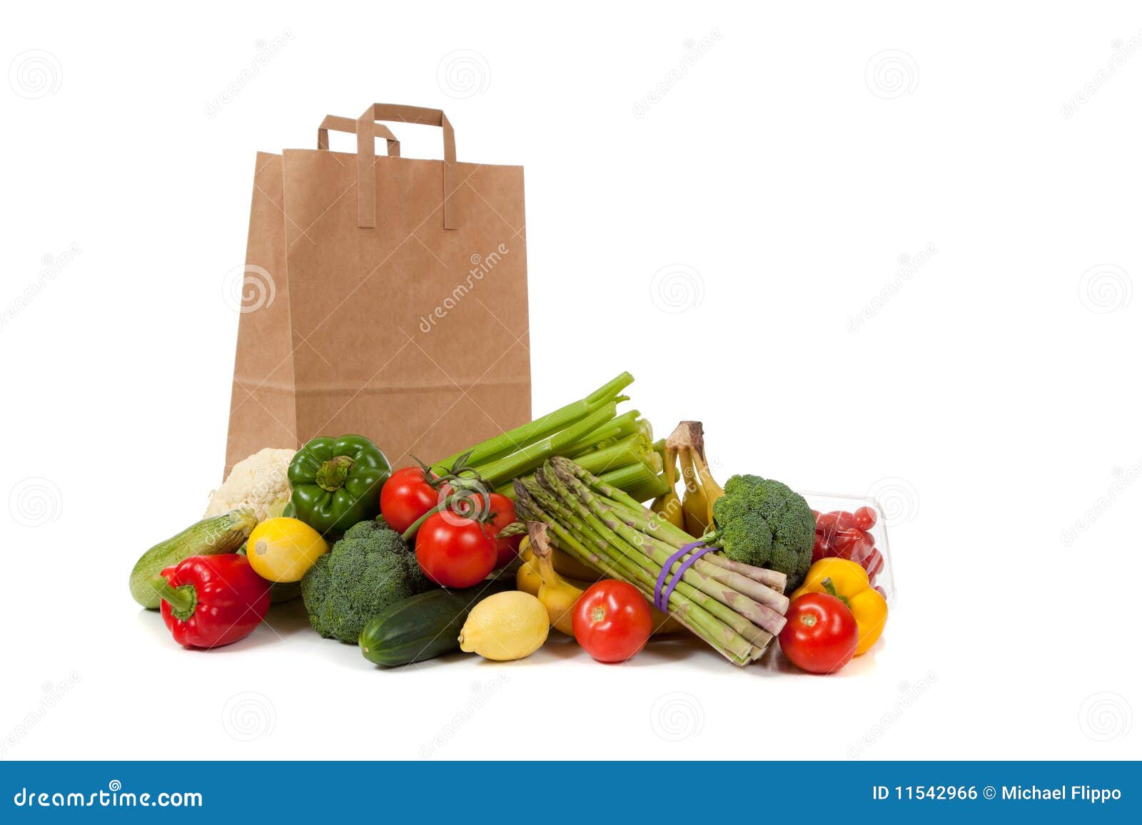 Assorted Vegetables with a Grocery Sack Stock Photo - Image of isolated ...