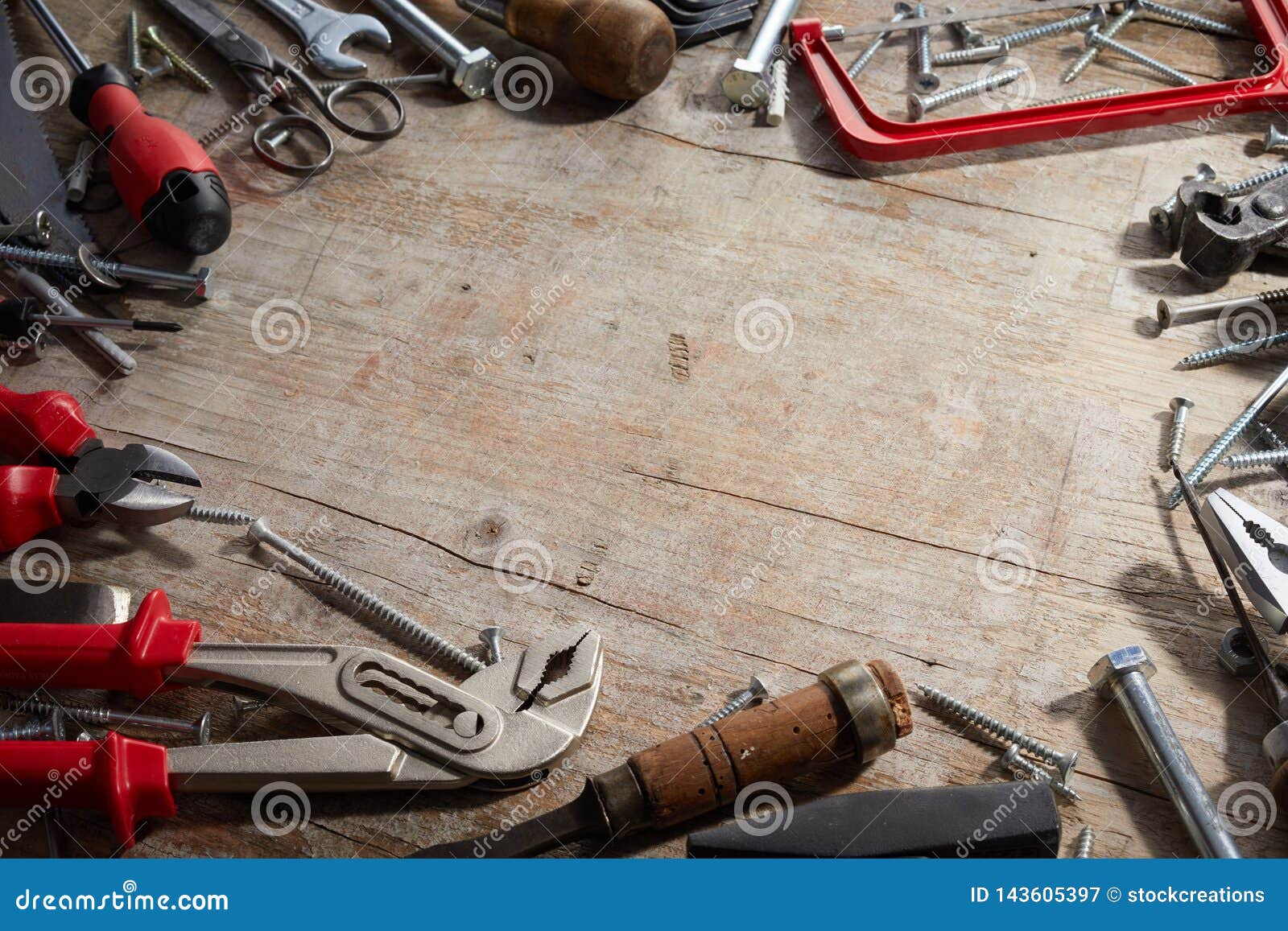 Assorted Vintage and Modern Tools in a Frame Stock Image - Image of ...