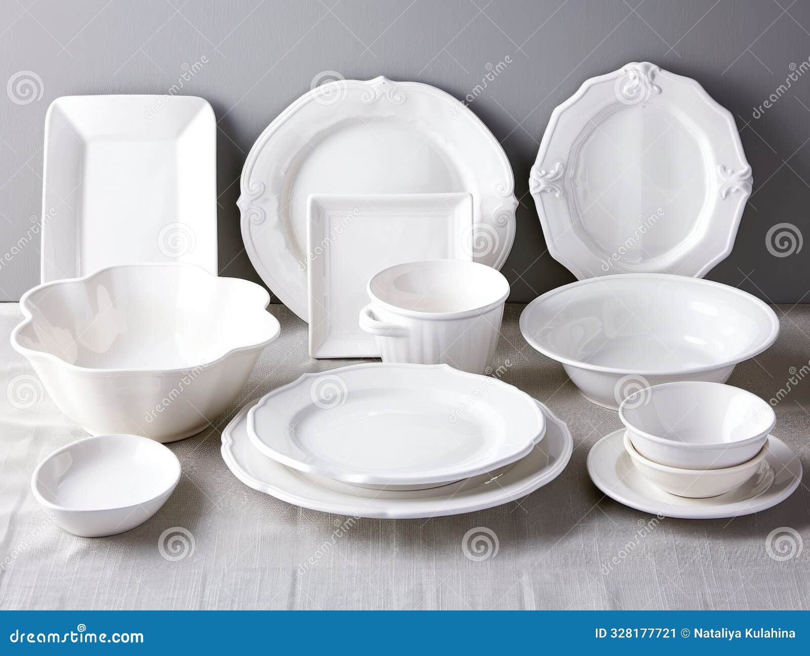 Assorted White Tableware Set with Elegant and Classic Designs Stock ...