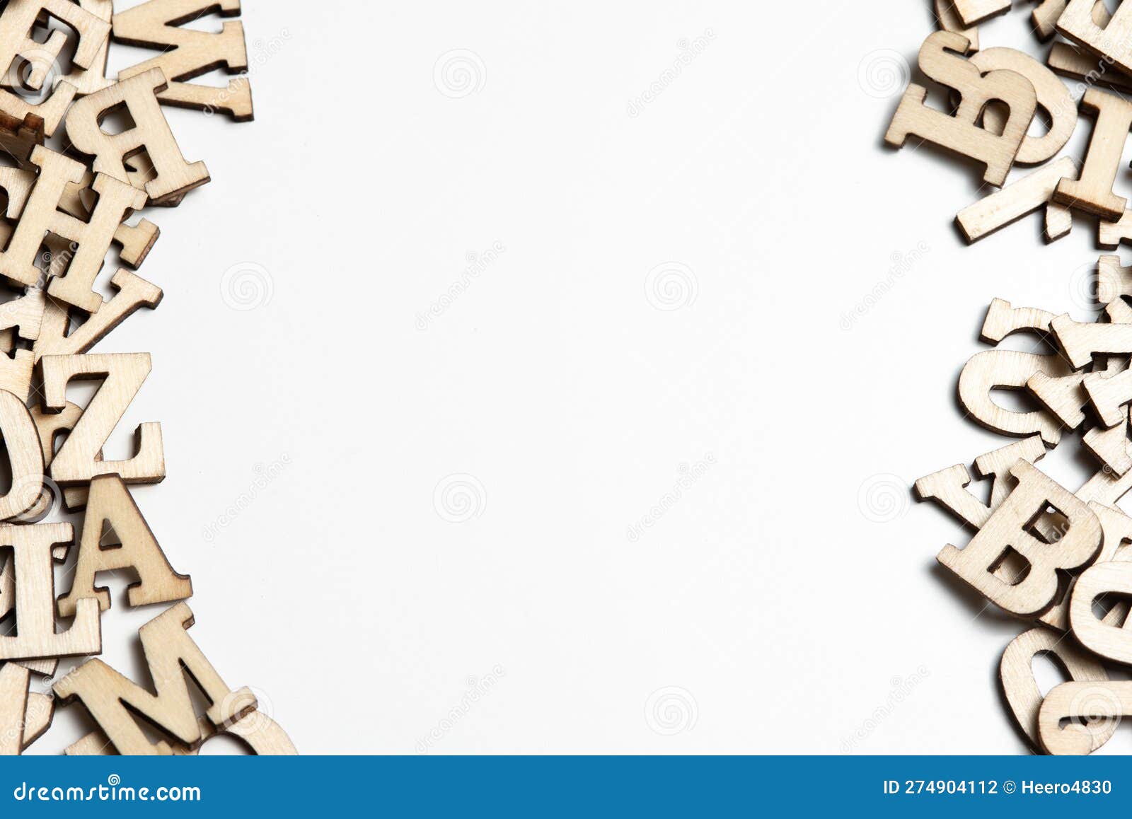 Assorted Wood Letters on Left and Right Border on White Stock Photo ...