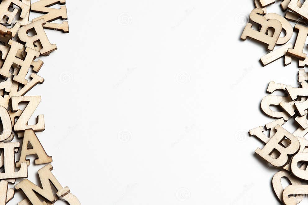 Assorted Wood Letters on Left and Right Border on White Stock Photo ...