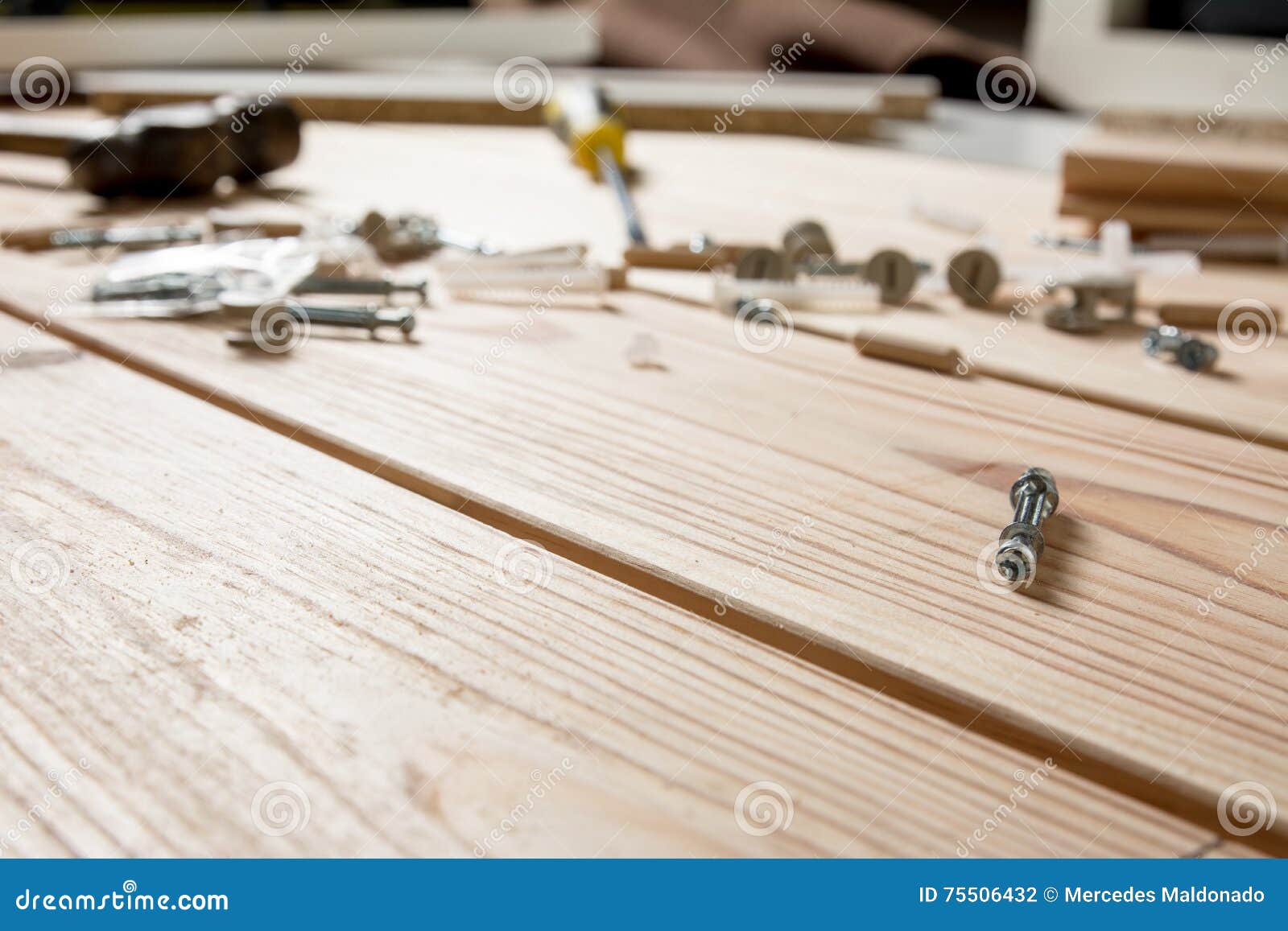 Assorted Woodwork and Carpentry or Construction Tools, Pine Wood Stock ...