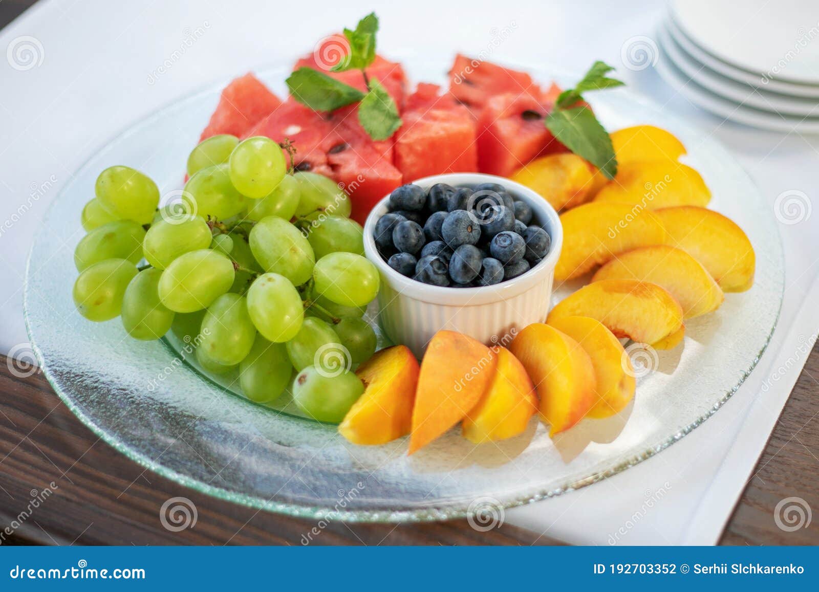 Assorti of Different Fruits on Plate Stock Photo - Image of isolated ...