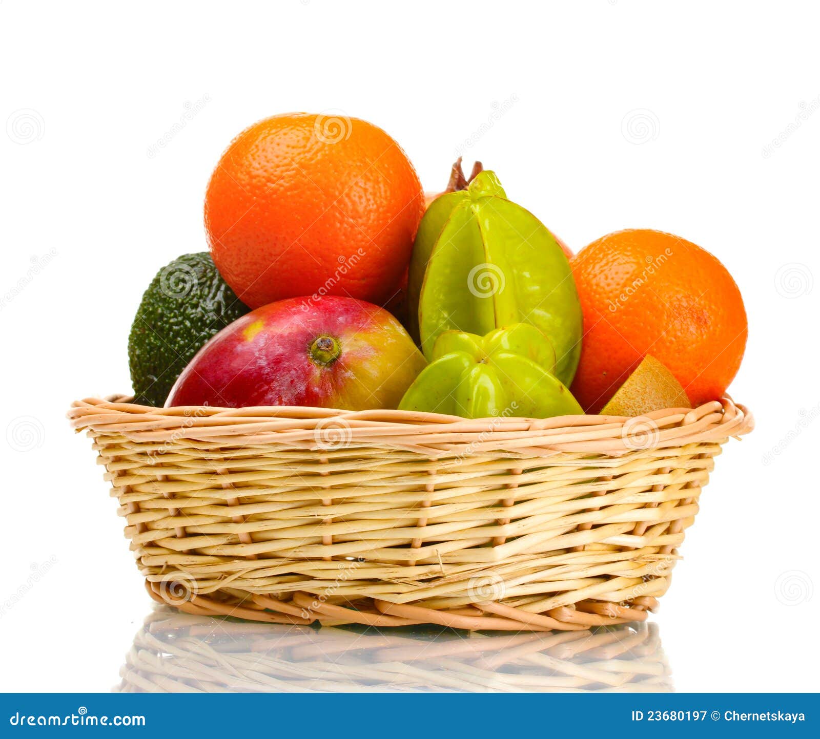 Assortiment Van Exotische Vruchten In Mand Stock Afbeelding ...