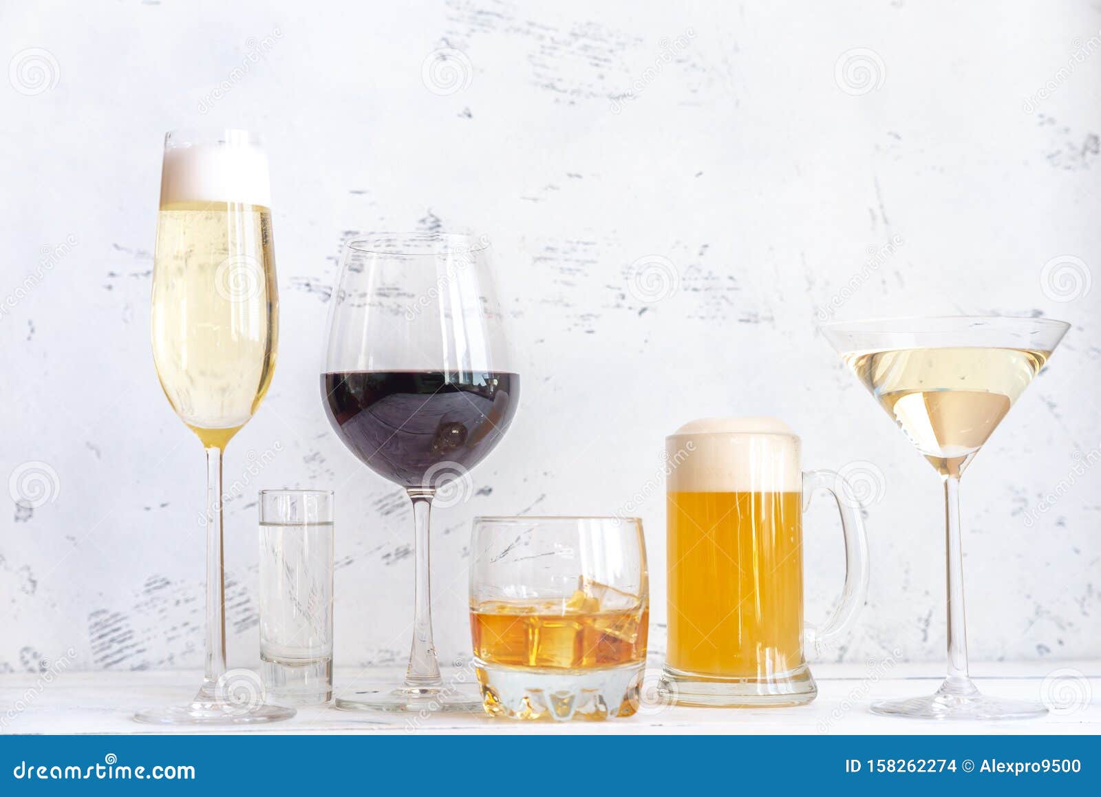 Assortment of Alcoholic Drinks Stock Photo - Image of champagne, close ...