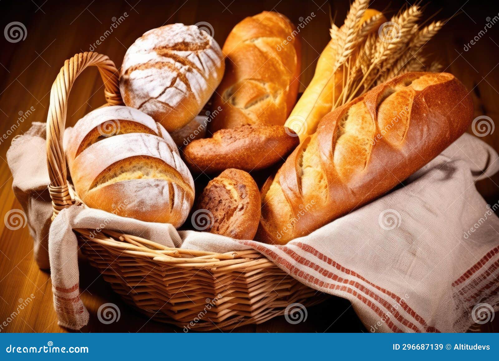 Assortment of Artisan Bread Loaves in a Basket Stock Image - Image of ...