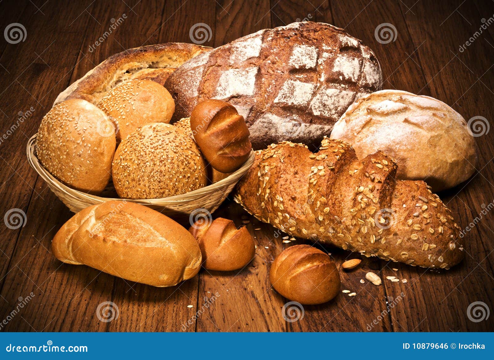 Assortment of baked bread stock photo. Image of isolated - 10879646
