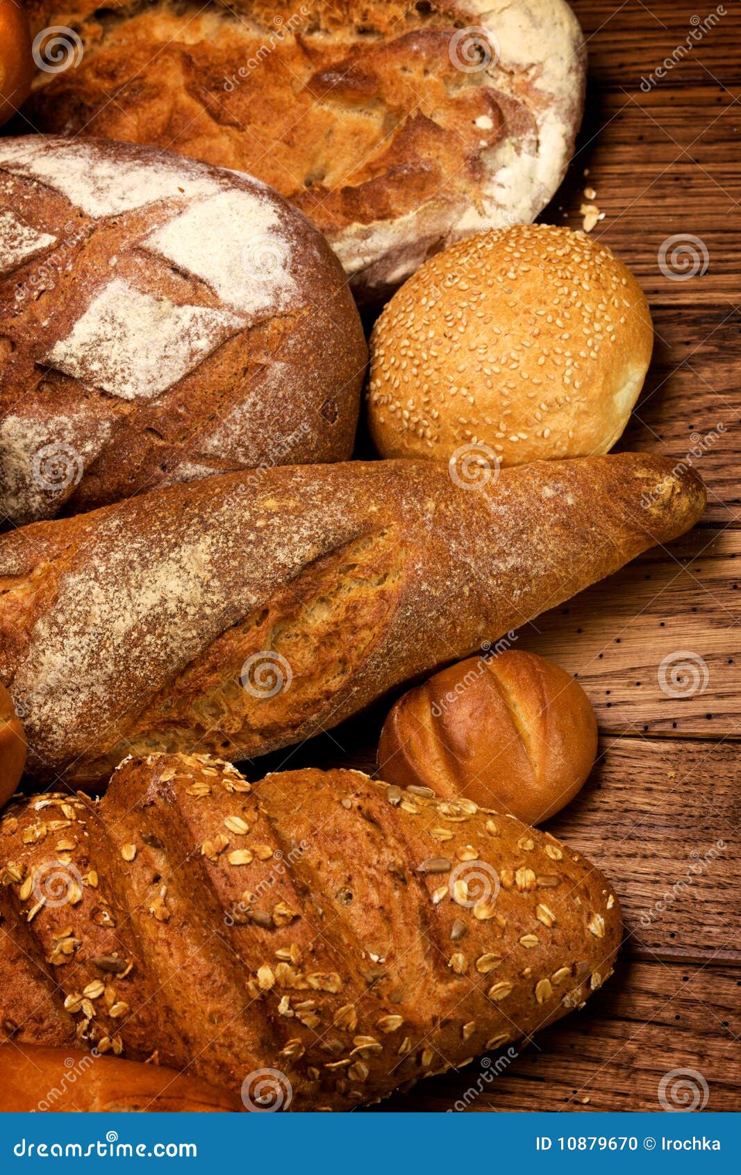 Assortment of baked bread stock photo. Image of loaf - 10879670