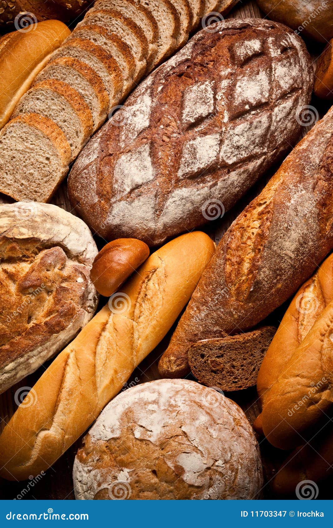 Assortment of baked bread stock image. Image of grain - 11703347