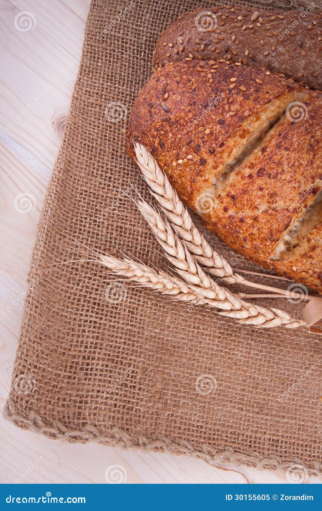 Assortment of Baked Bread on Wood Table Stock Image - Image of eating ...