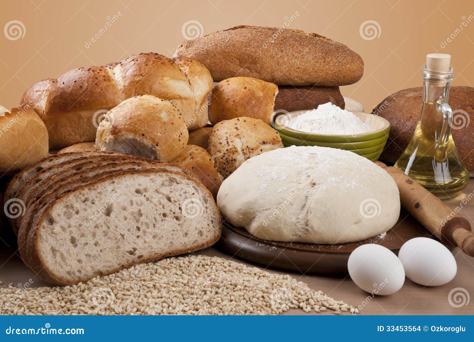 Assortment of Baked Breads with Leaven Stock Photo - Image of bake ...