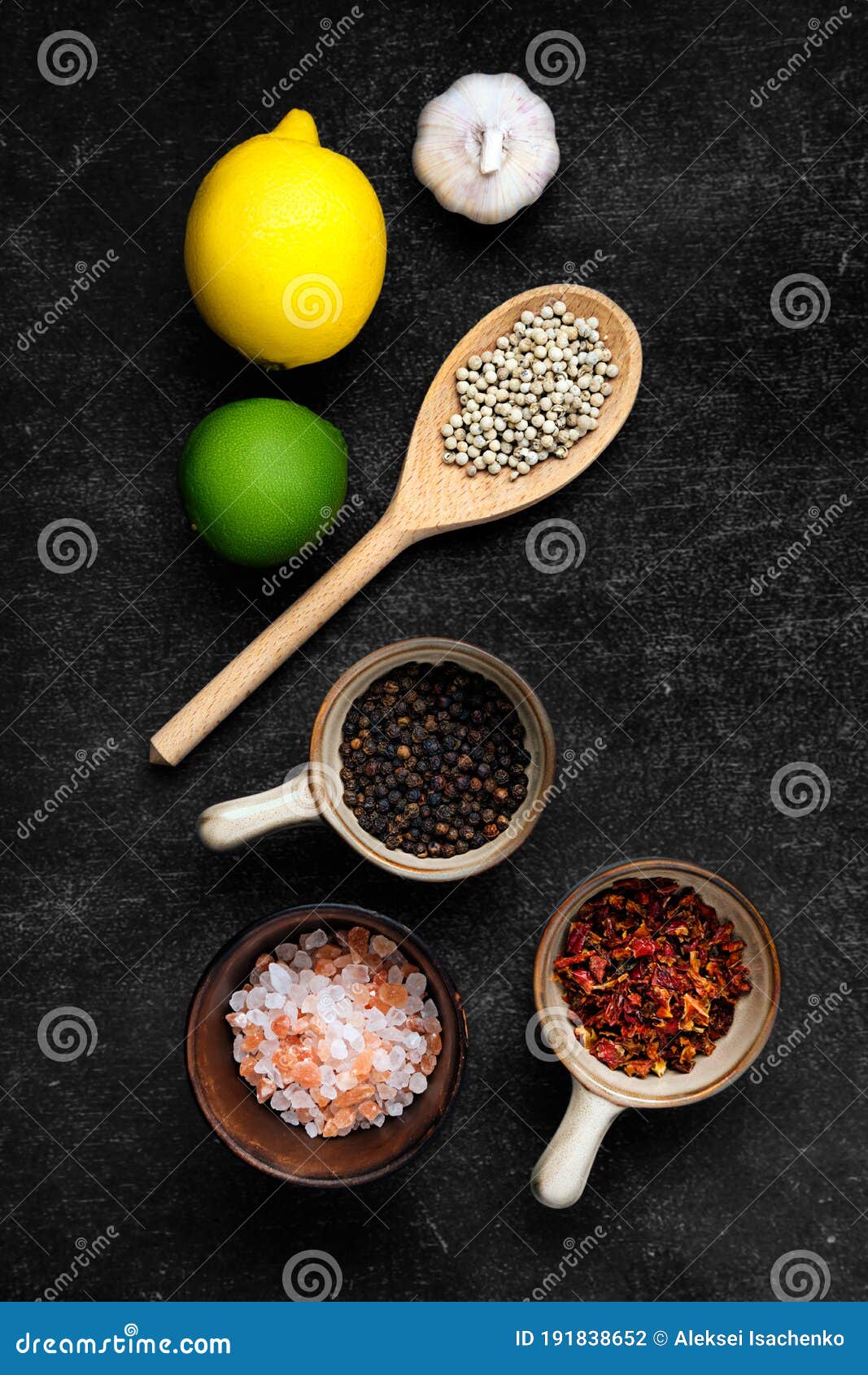 Assortment of Basic Spice for Fish Stock Photo - Image of condiment ...