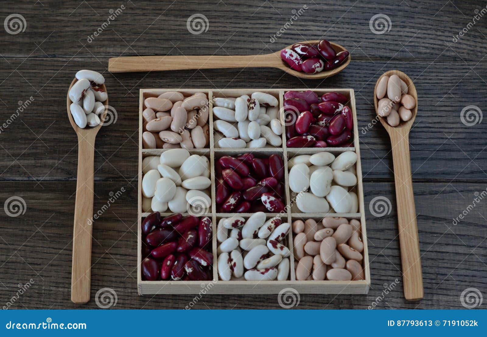 Assortment of Beans in Wooden Box. Stock Image - Image of legume, grain ...