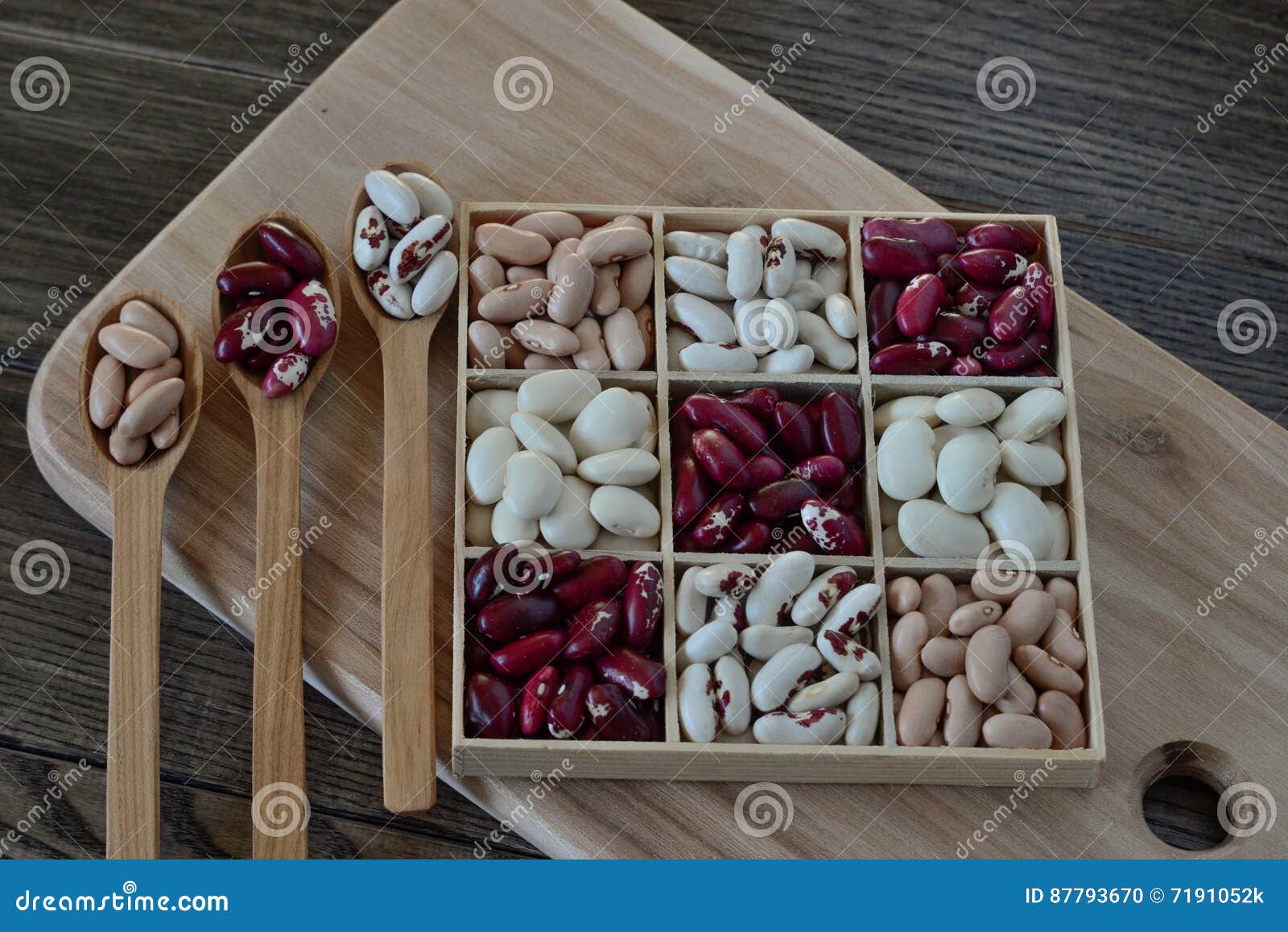 Assortment of Beans in Wooden Box. Stock Photo - Image of healthy ...