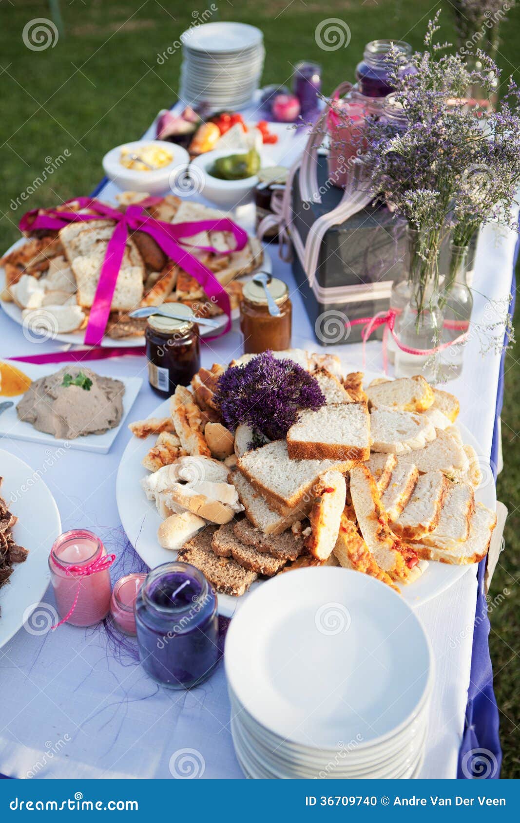 Assortment of Bread and Condiments on Table at a Wedding Stock Photo ...