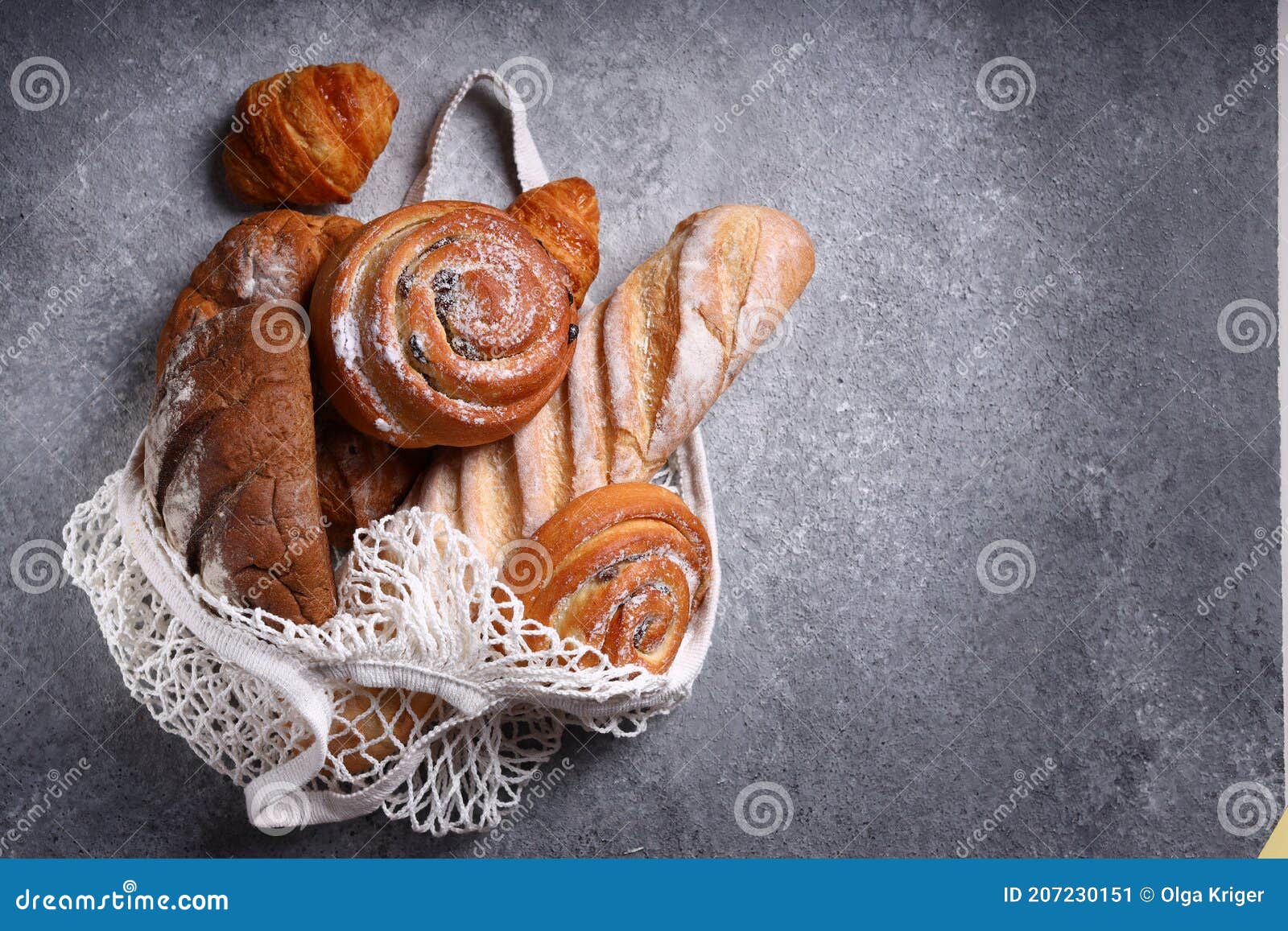 Assortment of Bread in a String Bag Stock Image - Image of bread ...