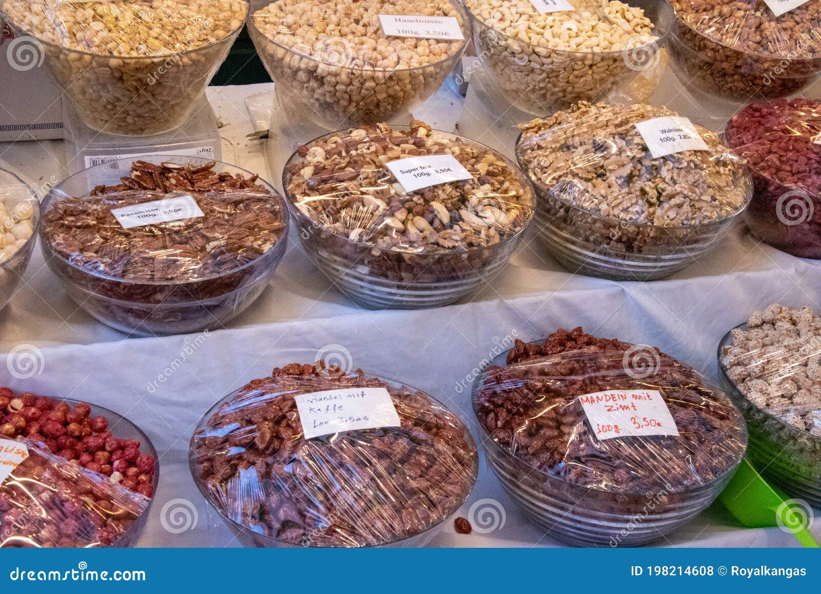 Assortment of Bulk Nuts on Display at the Night Market in Vienna ...