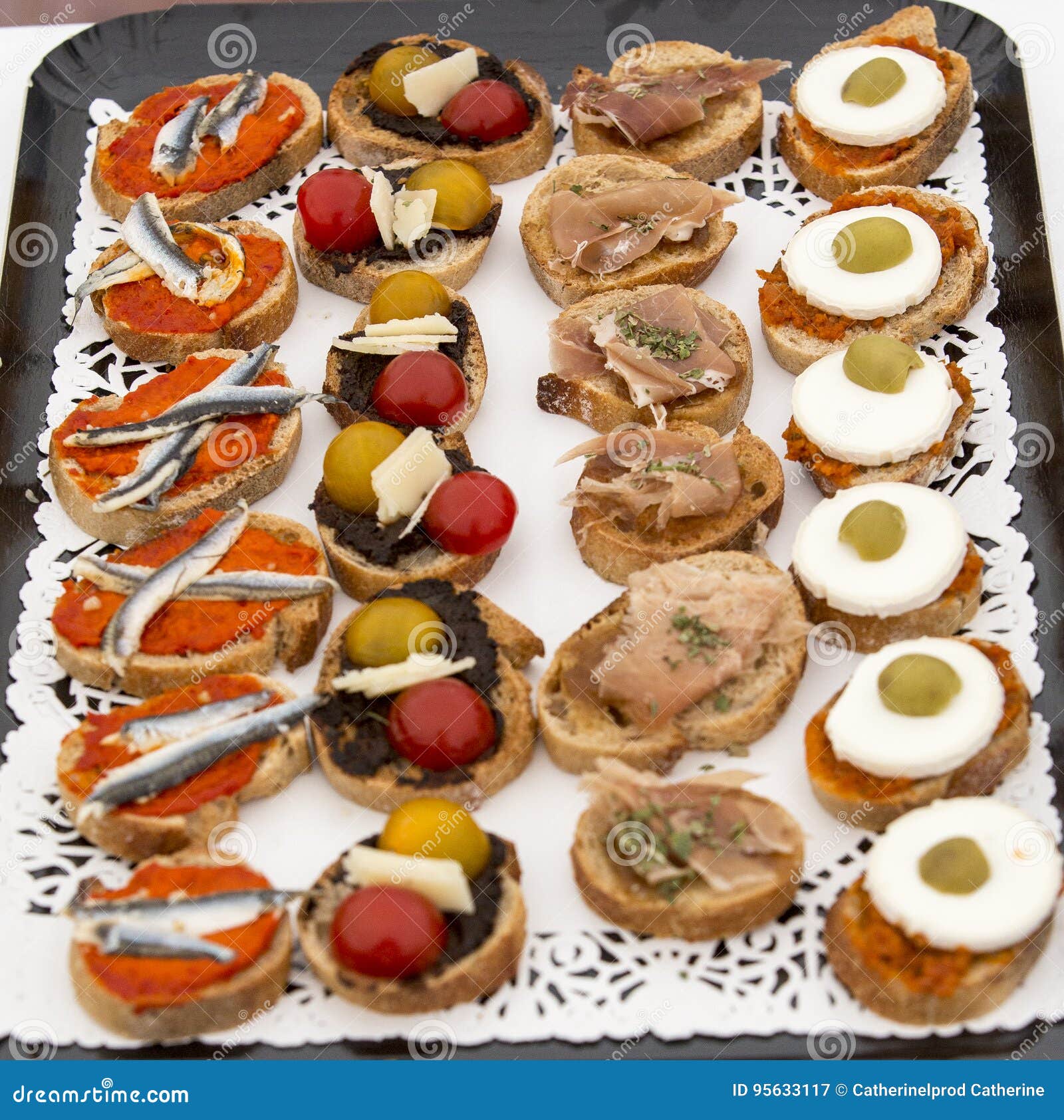 Assortment of Canapes Toasts for Aperitif Stock Image - Image of cheese ...
