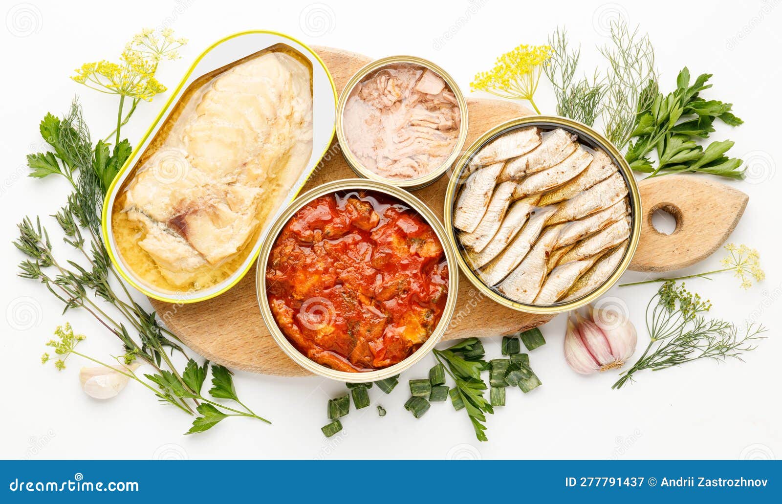 Assortment of Canned Fish on a White Background in Tins. Processed Food ...