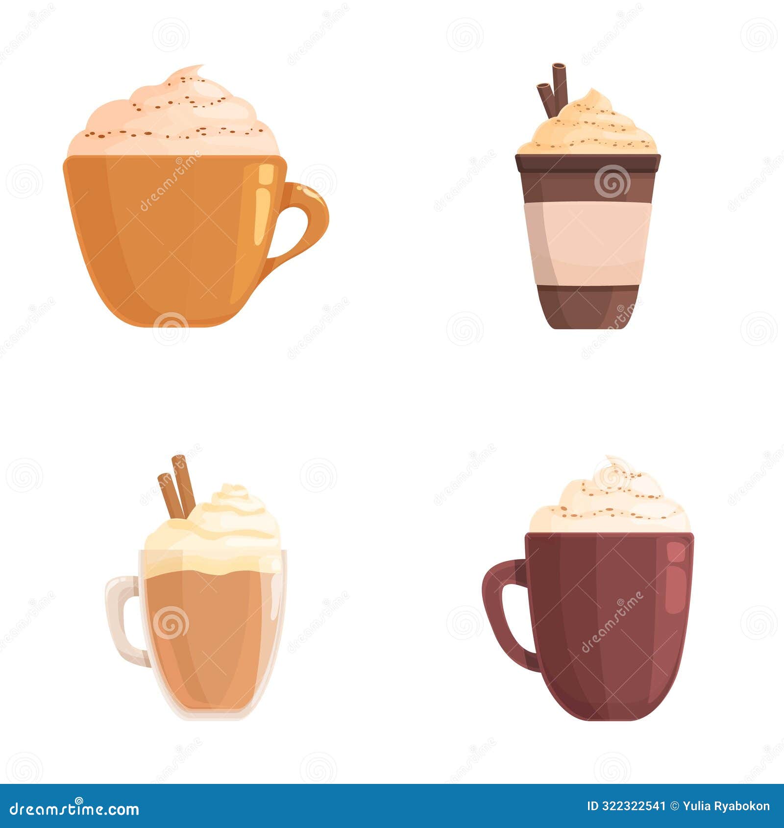 Assortment of Cartoon Coffee Drinks Stock Vector - Illustration of ...