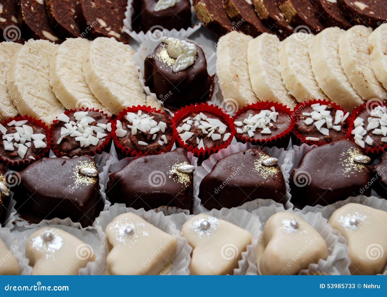 Assortment Chocolate Praline Sweets Stock Image - Image of snack ...