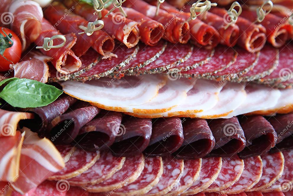 Assortment of Cold Meat and Salami Stock Photo - Image of focus, dish ...