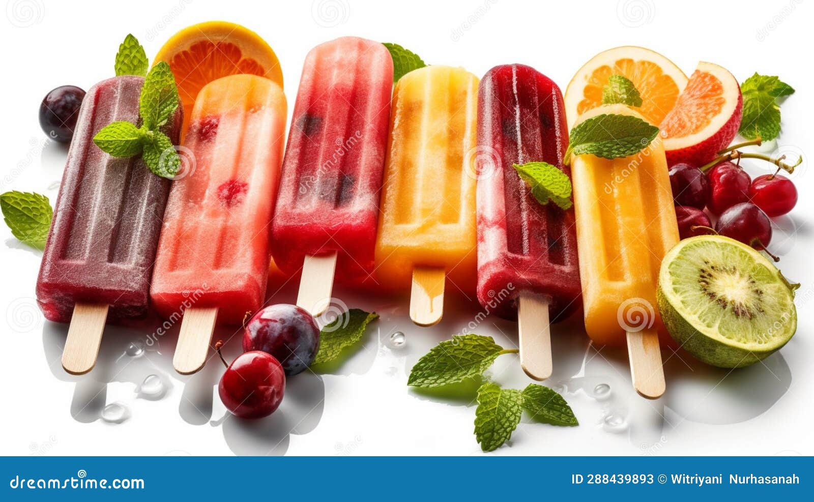 Assortment of Cold Summer Fruit Popsicle. Generative AI Stock Image ...