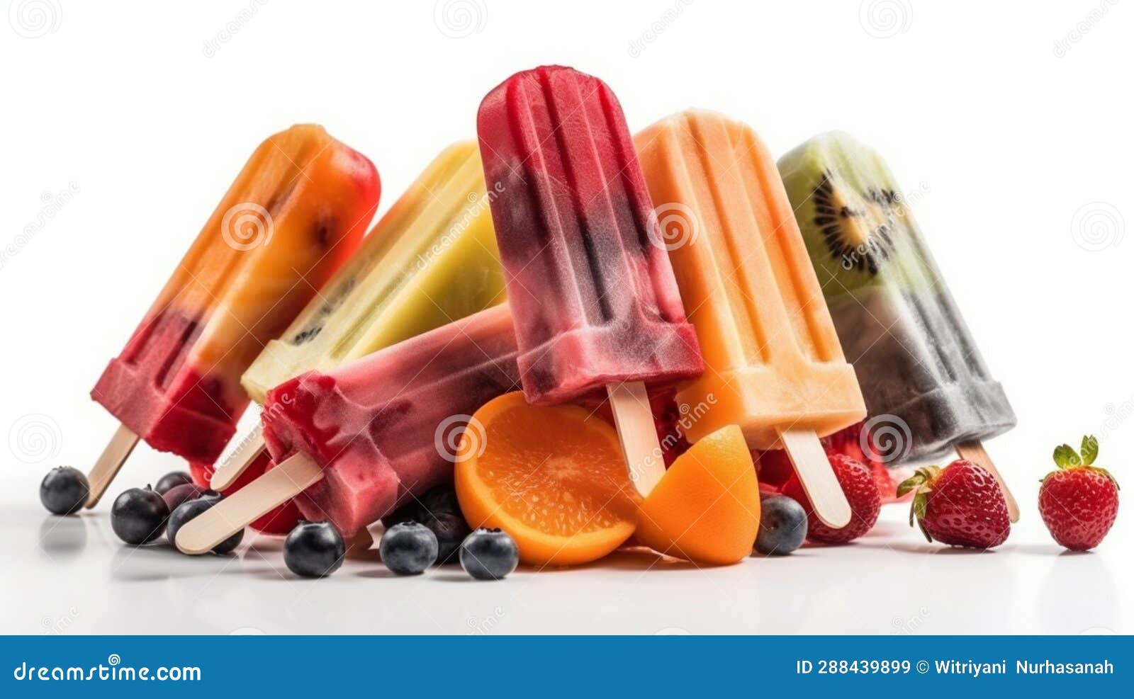 Assortment of Cold Summer Fruit Popsicle. Generative AI Stock Image ...