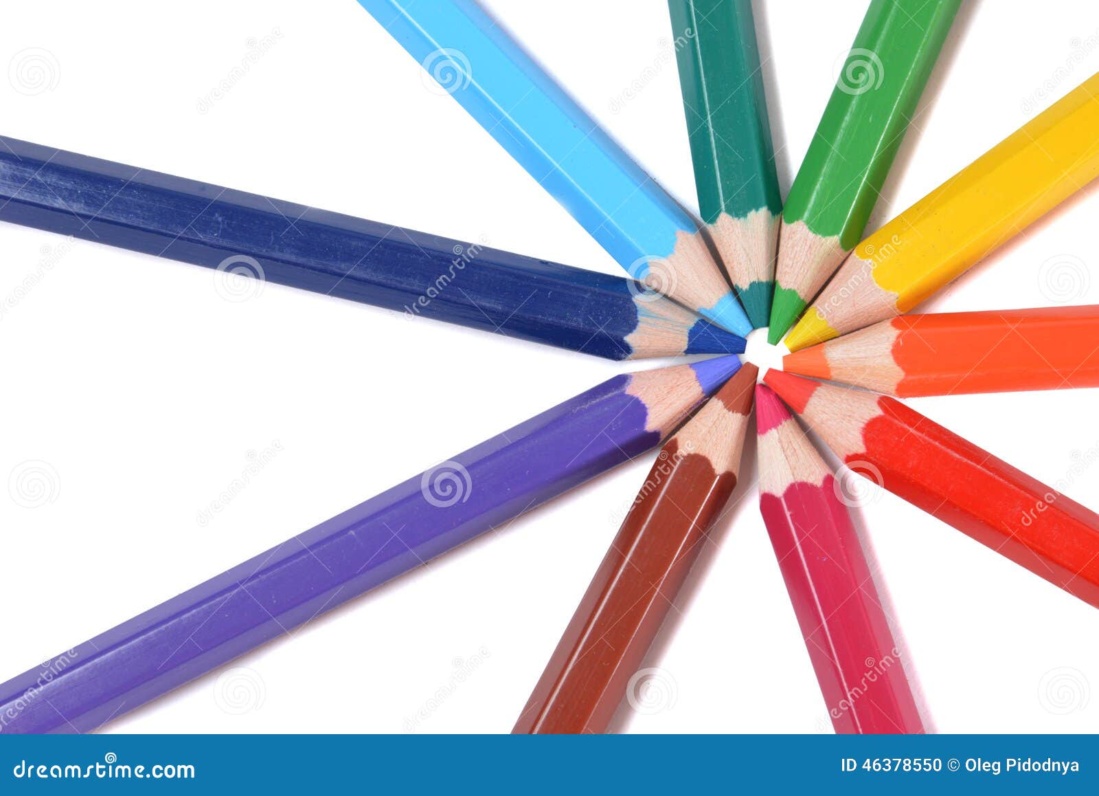 Assortment of Colored Pencils Over White Stock Photo - Image of ...