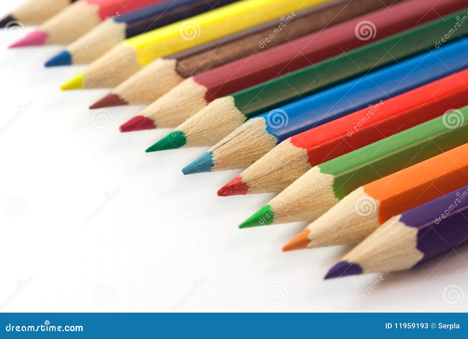 Assortment of Colored Pencils in Row Stock Image - Image of group ...