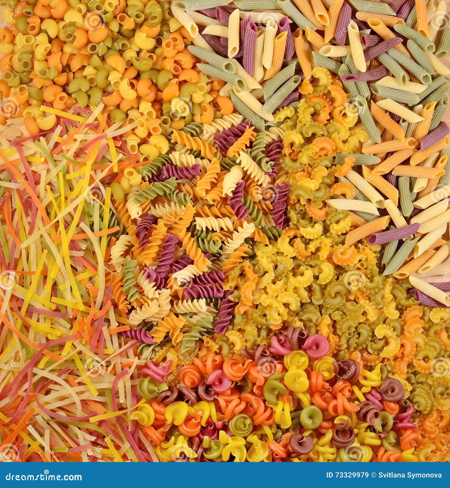 Assortment of Colored Uncooked Italian Pasta As Background Stock Image ...