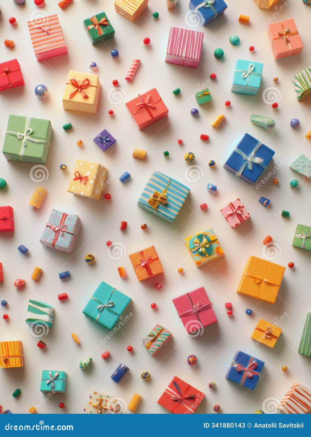 An Assortment of Colorful Gift Boxes in Different Sizes and Patterns is ...