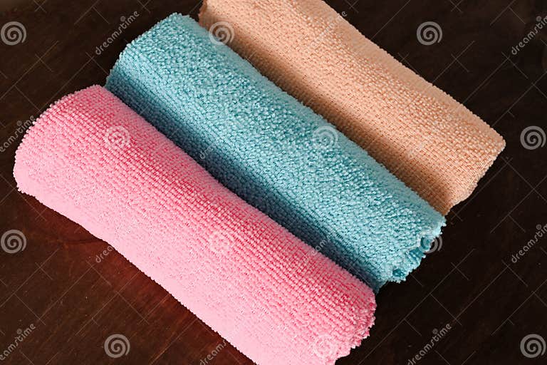 Assortment of Colorful Microfiber Cloths Used for Cleaning Scratch ...