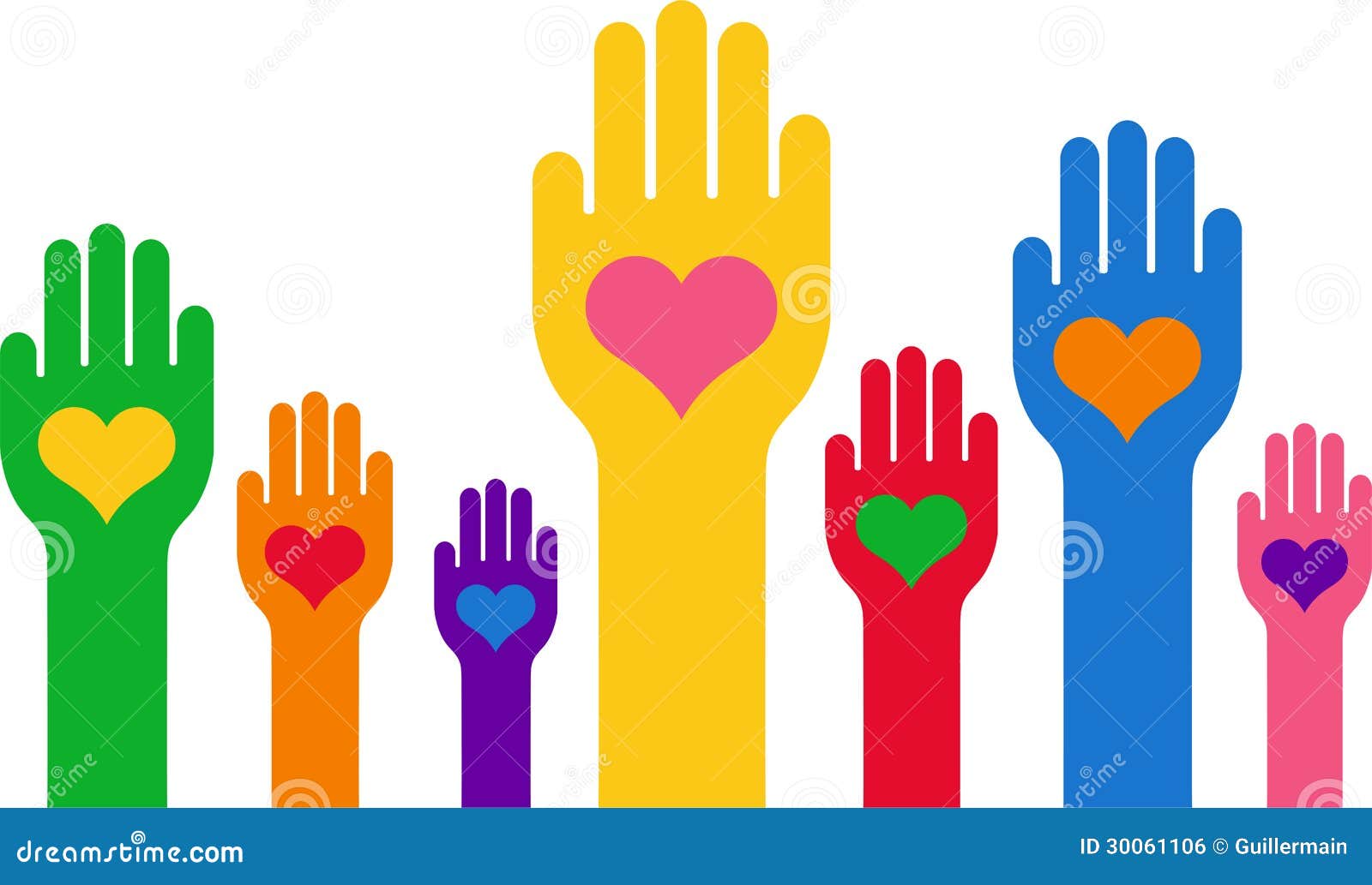 Cartoon Hands with Hearts stock vector. Illustration of colourful ...