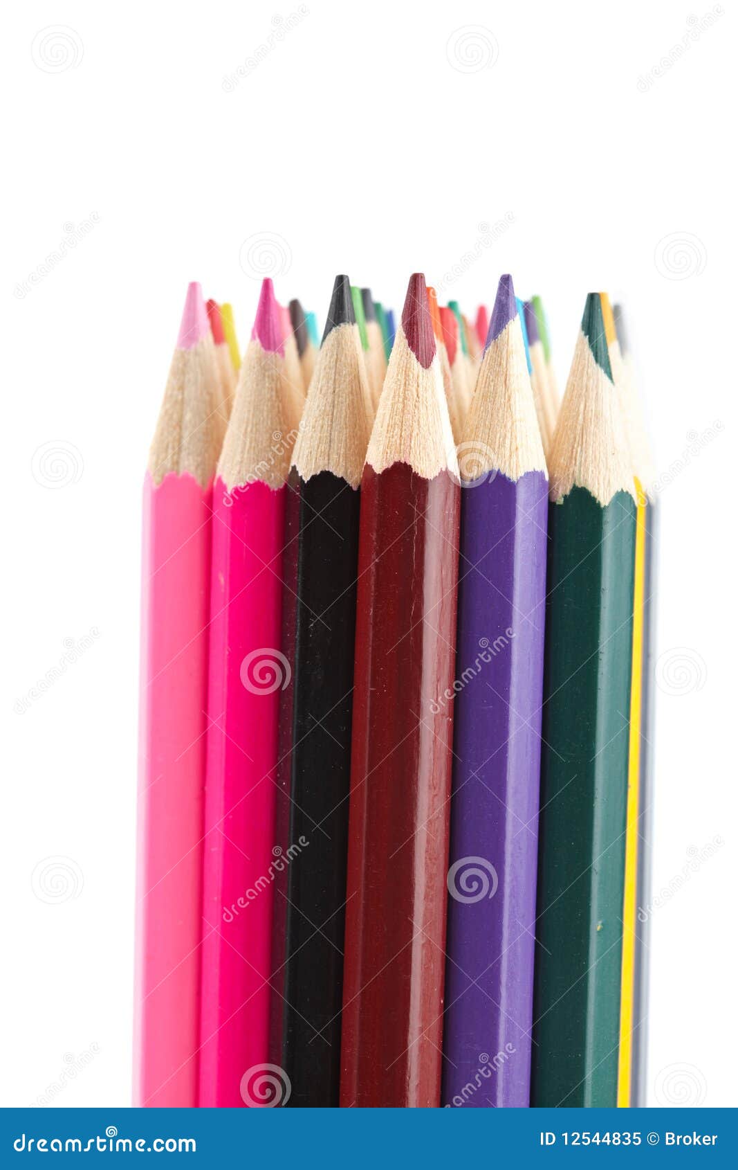 Assortment of Coloured Pencils Stock Image - Image of education, pink ...