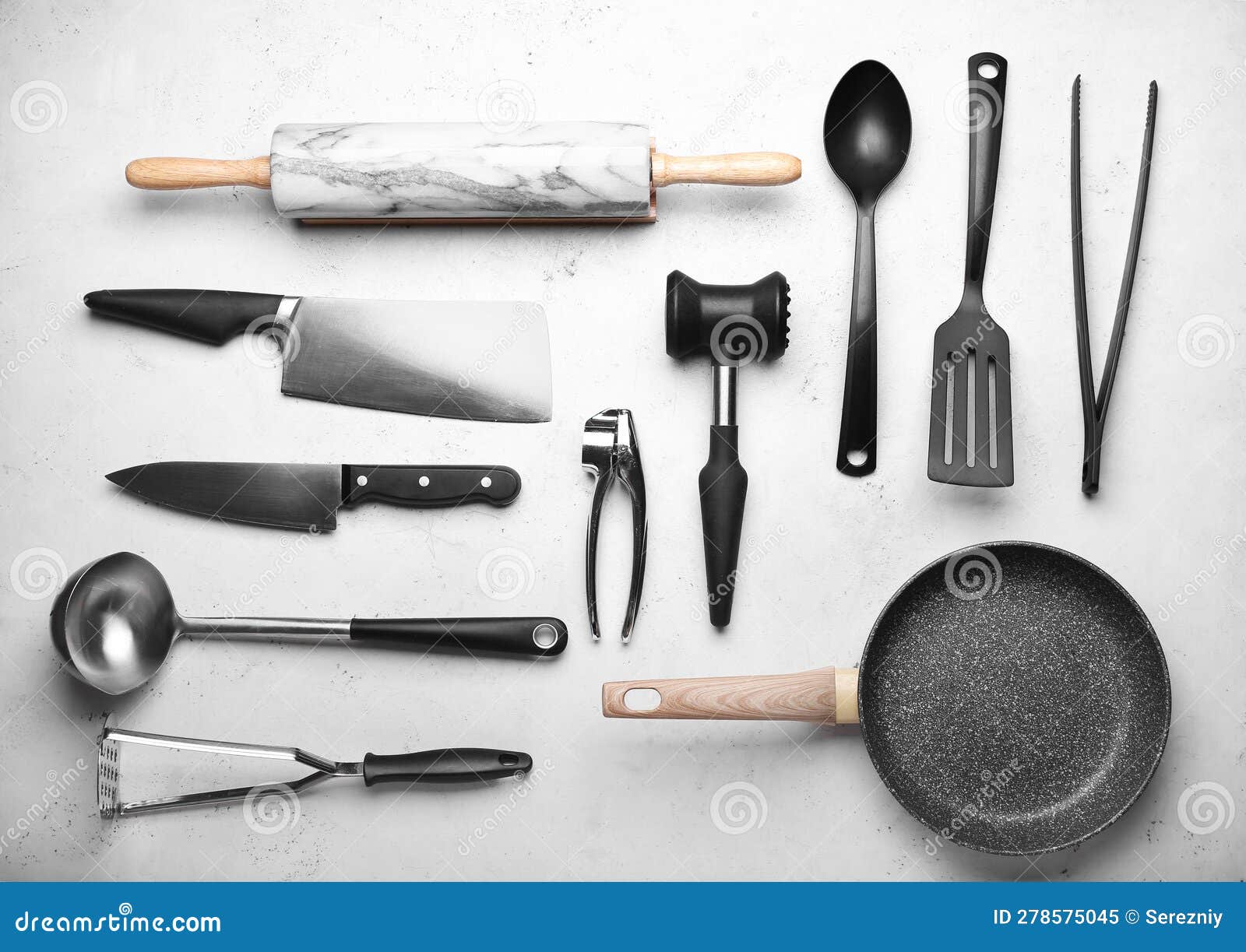 Set of Kitchen Utensils on Light Background Stock Image - Image of food ...