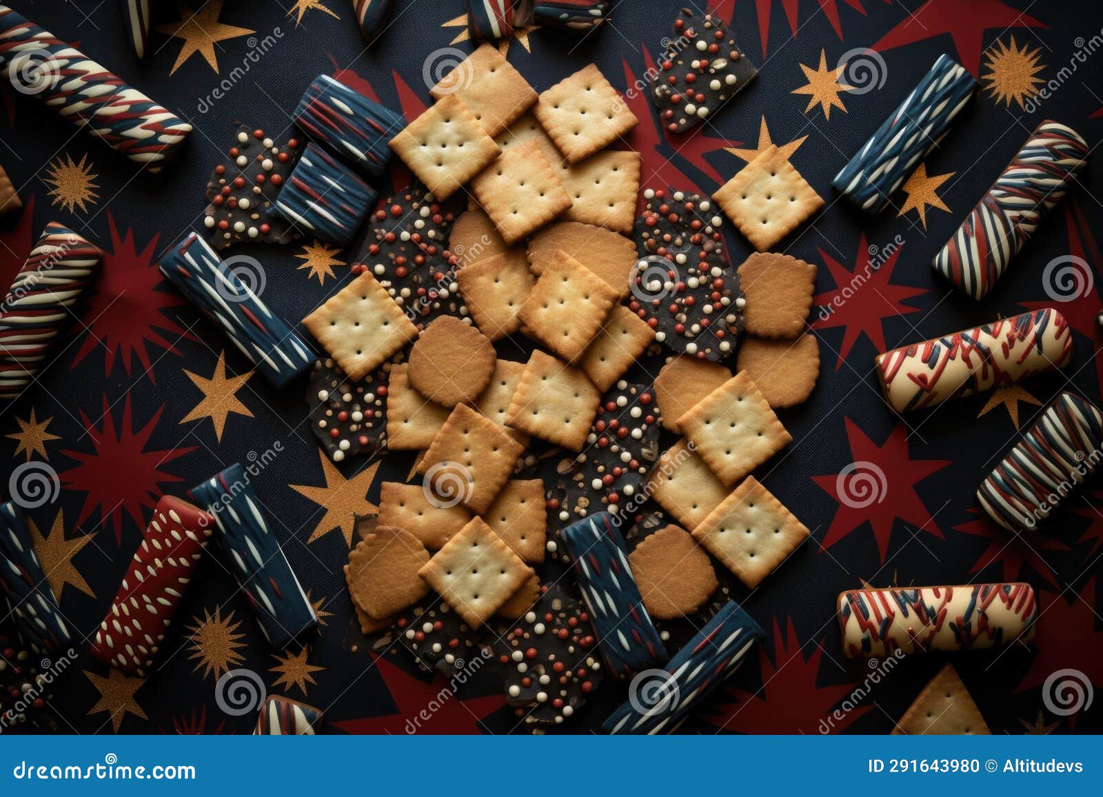 Assortment of Crackers with Varying Festive Patterns Stock Photo ...