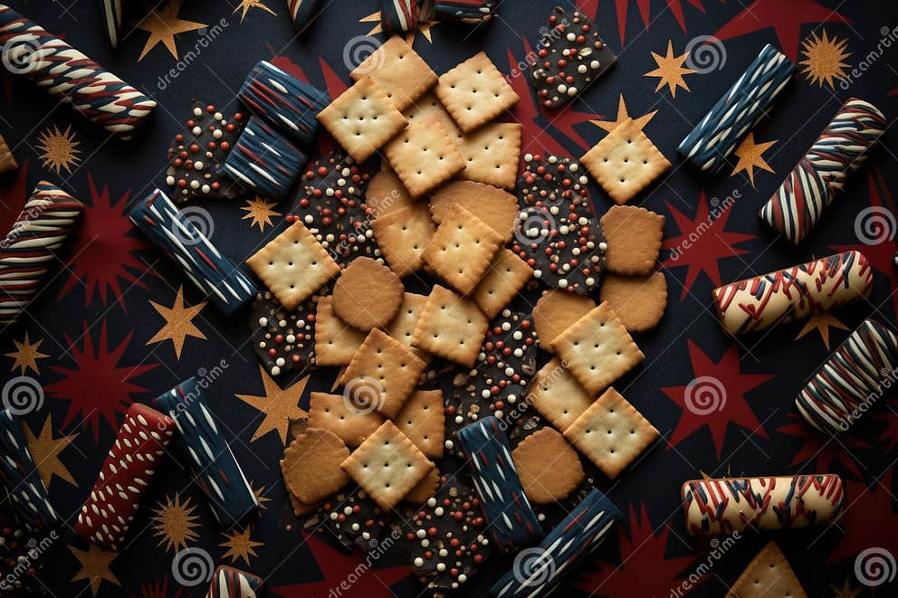 Assortment of Crackers with Varying Festive Patterns Stock Photo ...