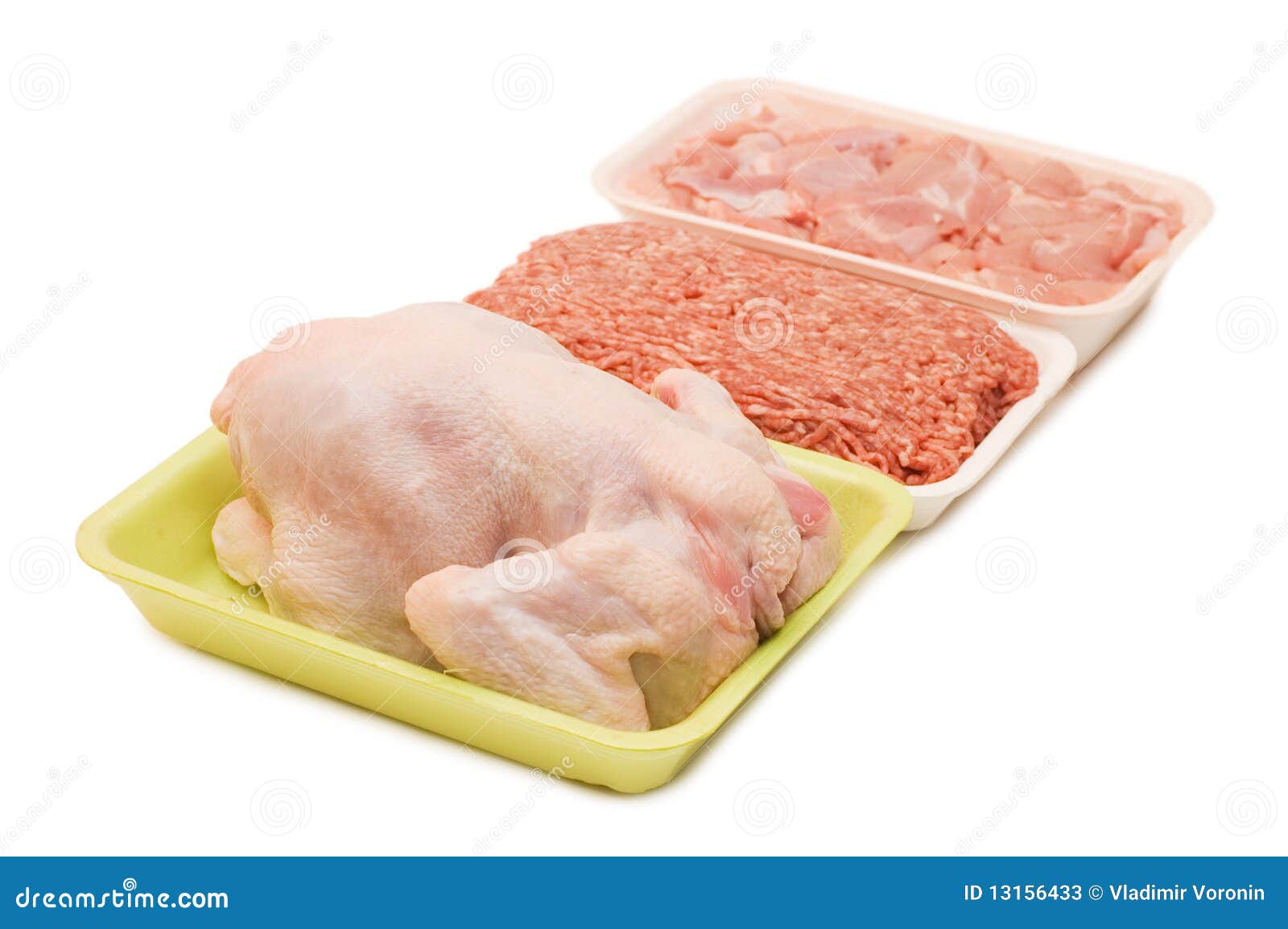 Assortment of Crude Meat in Trays Isolated Stock Image - Image of fast ...