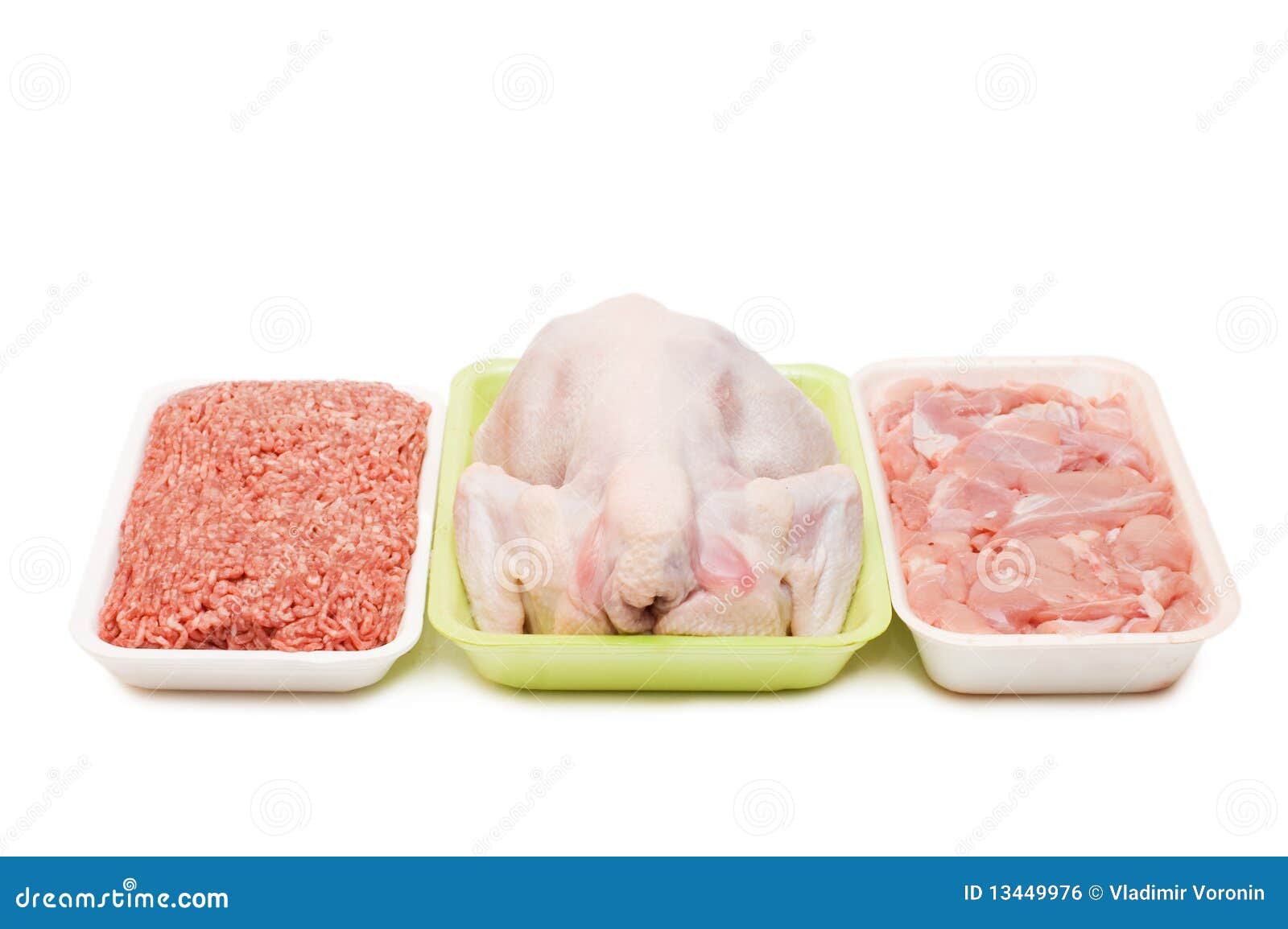 Assortment of Crude Meat in Trays Isolated Stock Photo - Image of cook ...