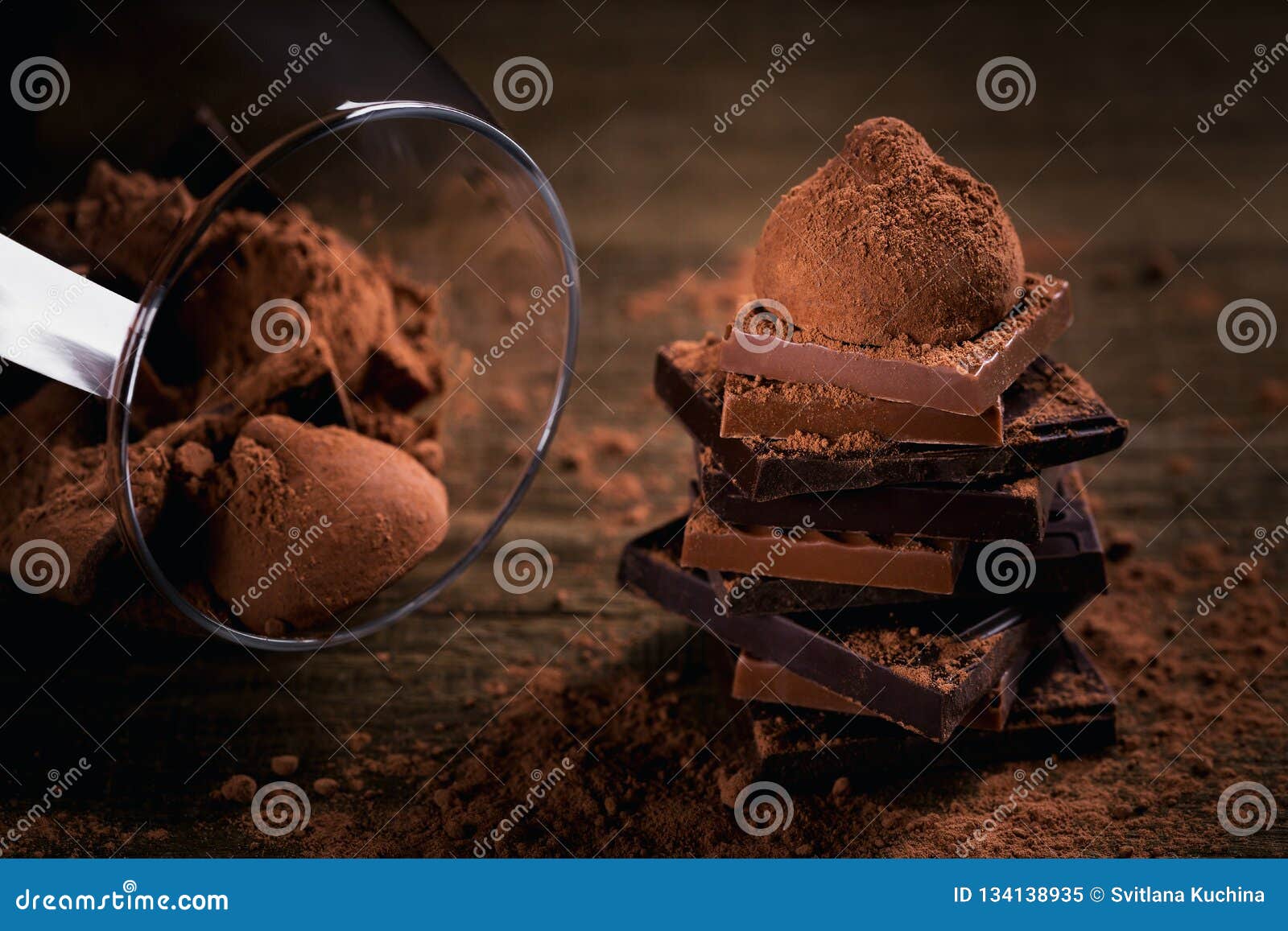 Assortment of Dark and Milk Chocolate Stack, Truffles Stock Image ...
