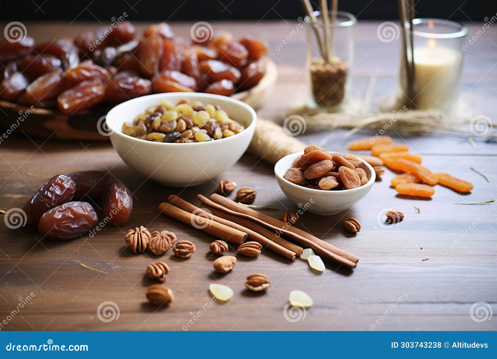 Assortment of Dates and Different Nuts before Ball Preparation Stock ...
