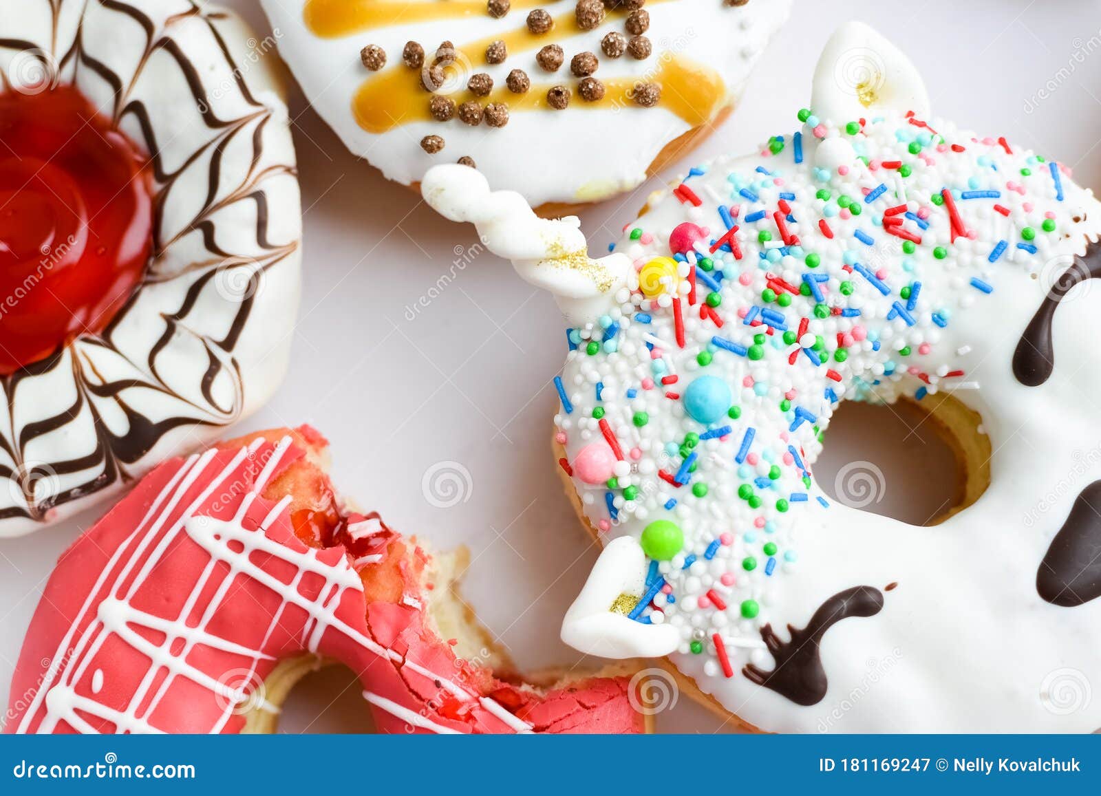 Assortment of Decorated Donuts with Glaze Stock Image - Image of ...