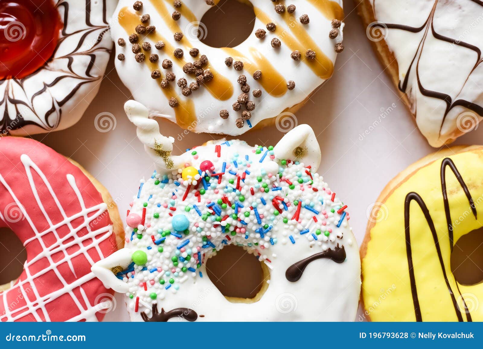 Assortment of Decorated Donuts with Glaze Stock Photo - Image of ...