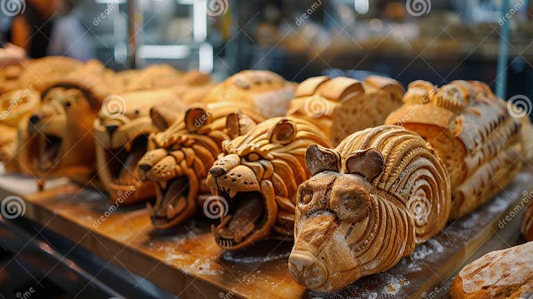Assortment of Decorative Bread Sculptures Stock Illustration ...